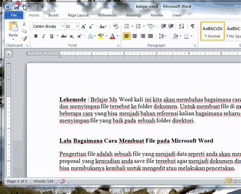 belajar membuat dan menyimpan file pada ms word cekrisna