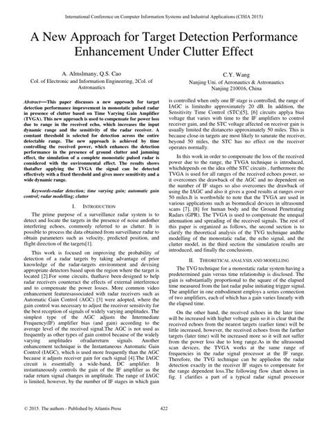 pdf a new approach for target detection performance enhancement under