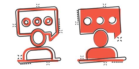 코믹 스타일의 음성 버블 아이콘을 가진 사람들 흰색 고립 된 배경에 채팅 만화 벡터 그림 스피커 대화 상자 스플래시 효과