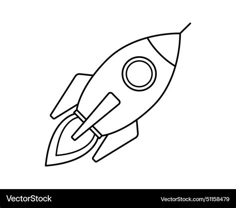 Rocket Line Icon Spaceship Outline Cartoon Vector Image
