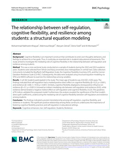 Pdf The Relationship Between Self Regulation Cognitive Flexibility And Resilience Among