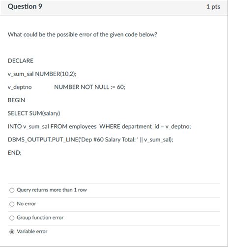 Solved What Could Be The Possible Error Of The Given Code