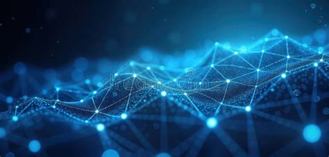 Abstract Digital Network Illustration Shows Complex Connections Nodes Blue Lines Luminous