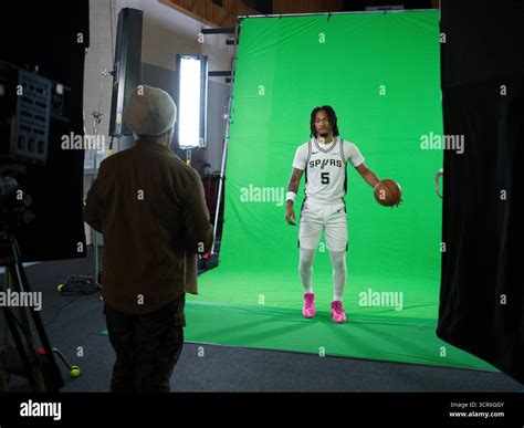 San Antonio Spurs Guard Stephon Castle Right Poses For Cinematographer Scott Duncan During The