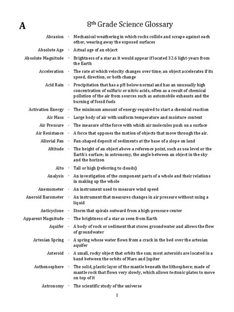 8th grade glossary pdf earth atmosphere of earth