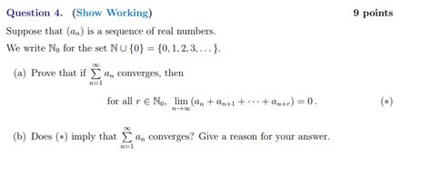 Solved Points Question Show Working Suppose That An Chegg