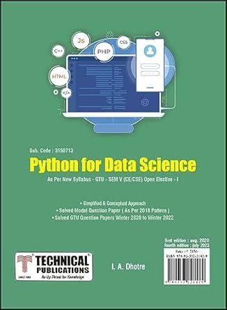Python For Data Science For GTU Course V CE CSE Open Elec I A Dhotre