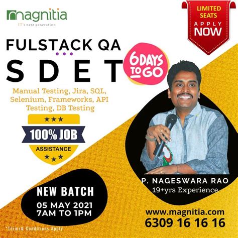 100 Job Guarantee Program Sdet Online Training Placement Assistance At Magnitia Terms