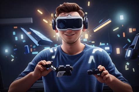 premium photo man wearing virtual reality simulators