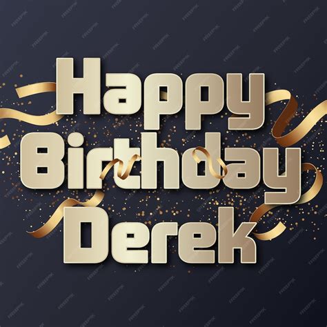 Premium Photo Happy Birthday Derek Gold Confetti Cute Balloon Card