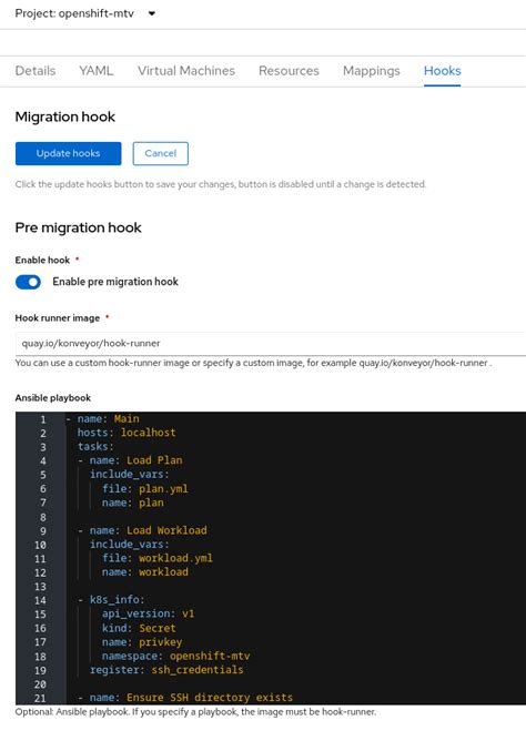 using migration hooks in migration toolkit for virtualization