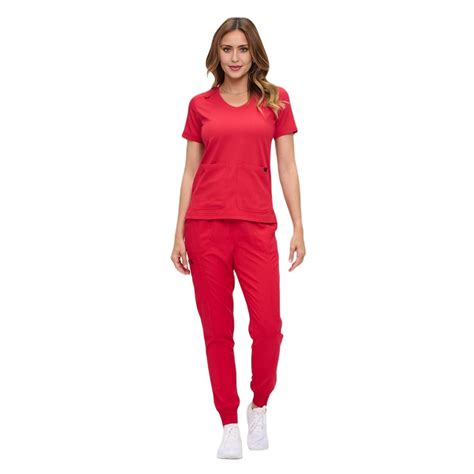 Active Uniforms Womens Ultra Soft Luxe Stretch Jogger Scrub Set V Neck Top And Jogger Pants With