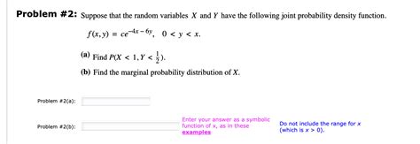 Solved Roblem Suppose That The Random Variables X And Y Chegg