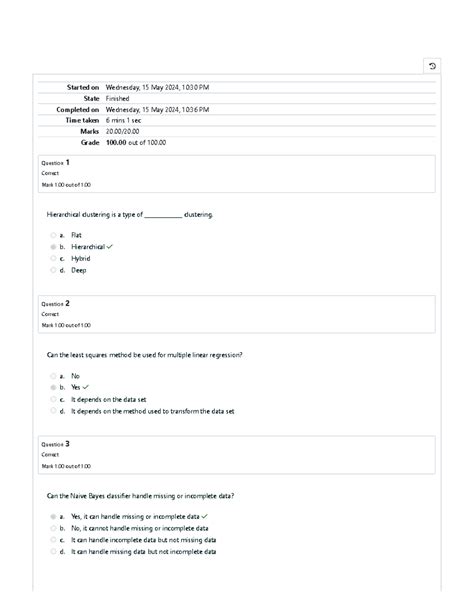 Midterm Quiz 1 Answer Ai Started On Wednesday 15 May 2024 1030 Pm State Finished