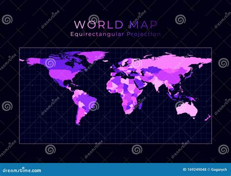 World Map Equirectangular Plate Carree Stock Vector Illustration Of Meridians Continent