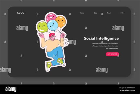 Social Intelligence Concept Joyful Individual With Emotive Balloons