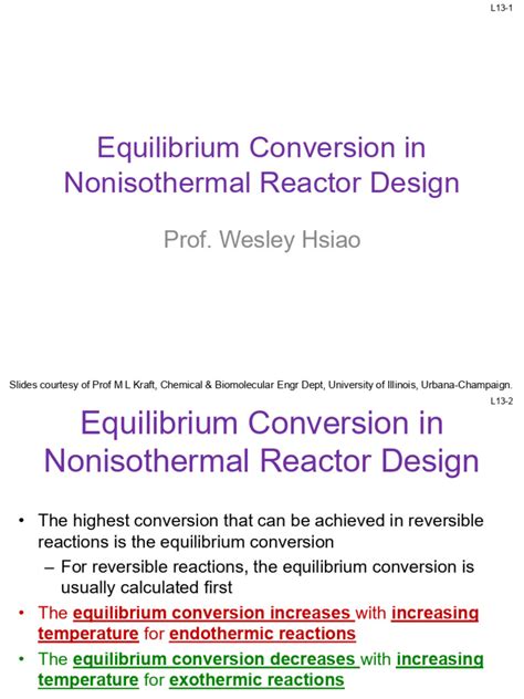 Lec13t Equilibrium Conversion Pdf Chemical Equilibrium Chemical Reactor
