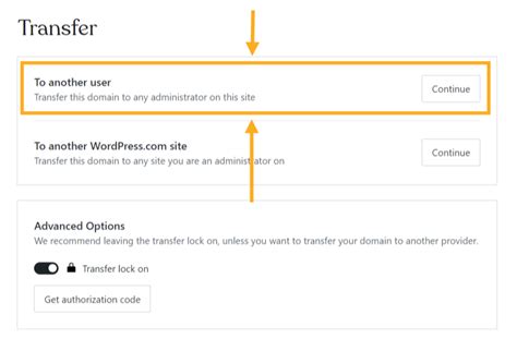 transfer a domain to another account support