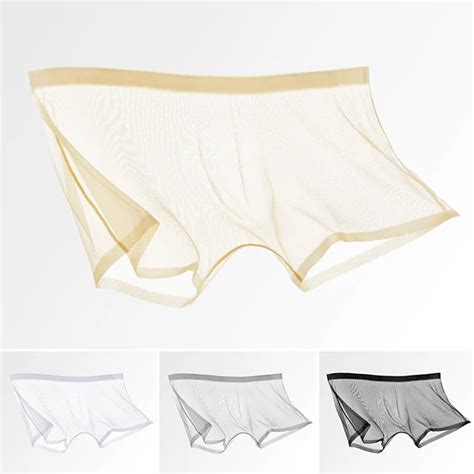 Sexy Mens Briefs See Through Sheer Boxer Mesh Underwear Shorts Trunks