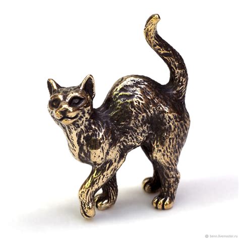 Кот бронзовая миниатюрная фигурка Статуэтка кот Подарок любителю кошек ...