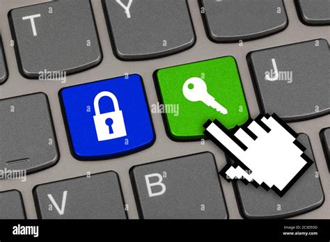 Computer Keyboard With Two Security Keys Stock Photo Alamy