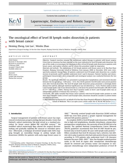 Pdf The Oncological Effect Of Level Iii Lymph Nodes Dissection In