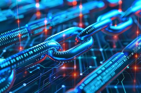 Digital Chain Link With Binary Code And Circuit Board Background Premium Ai Generated Image