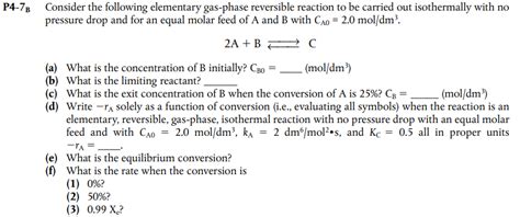 Solved в Consider The Following Elementary Gas Phase