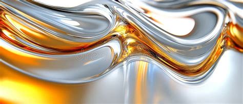 Abstract Liquid Silver Design With Flowing Lines And Reflective Metallic Highlights Creating A