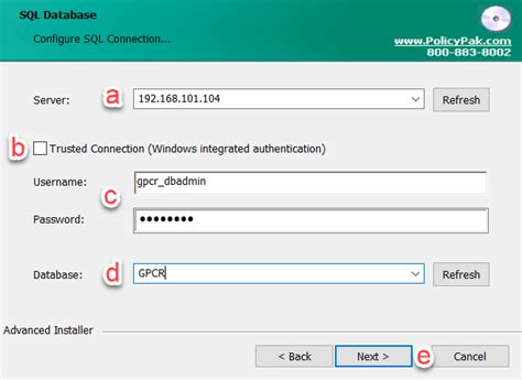 04 Installing And Configuring Policypak Gpcr For Use With Sql Server Using Sql Authentication
