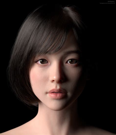 Side View Drawing 3 4 Face Asian Models Female Realistic Oil