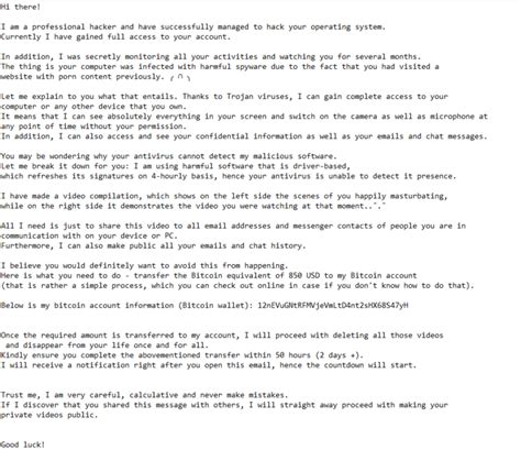 What Is The Professional Hacker Managed To Hack Your Operating System” Email Scam Wipersoft