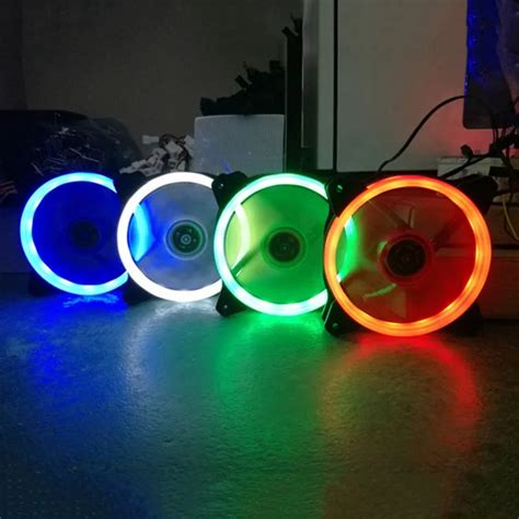 Universal Computer Eclipse Mm Led Fan Mm Fan Red Blue Green Light Guide Ring Hot In