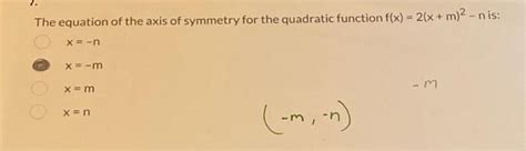 Solved The Equation Of The Axis Of Symmetry For The Chegg Com