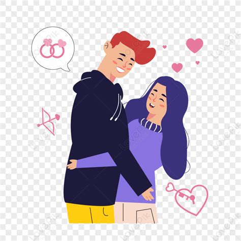 서로 포옹하는 해피 발렌타인 데이 커플 플랫 바람 그림남성키스 Png 일러스트 무료 다운로드 Lovepik