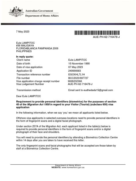 S257a S40 Requirement To Provide Biometrics Pdf