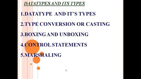 Datatypes And Control Structures In C In Tamil Youtube