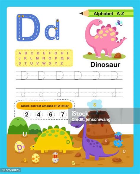 알파벳 문자 D 만화 어휘 일러스트 벡터와 공룡 운동 공룡에 대한 스톡 벡터 아트 및 기타 이미지 공룡 일러스트레이션 책