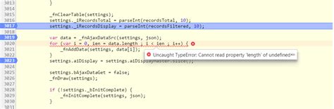 Javascript DataTables FnAjaxDataSrc Cannot Read Property Length