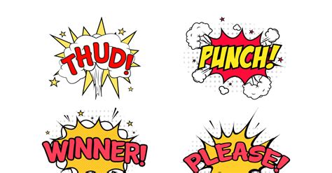 Comic Explosion Text Bubble Set Vector Templatemonster
