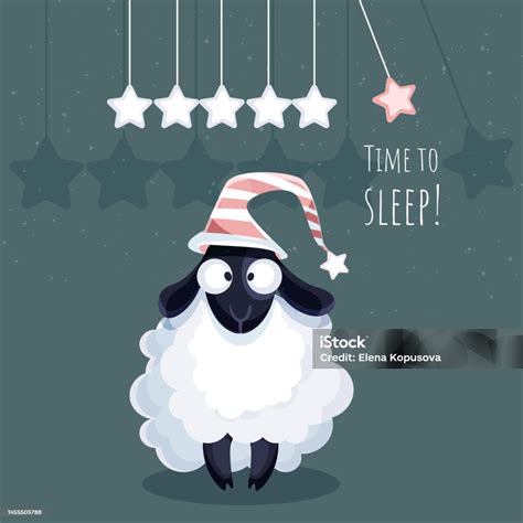 만화 스타일의 건강한 수면 개념 추상적인 화려한 밤 배경에 나이트캡을 쓴 귀여운 양들 앱 웹사이트 프레젠테이션 또는 디자인을 위한 현대적인 창의적인 그림입니다 0명에 대한