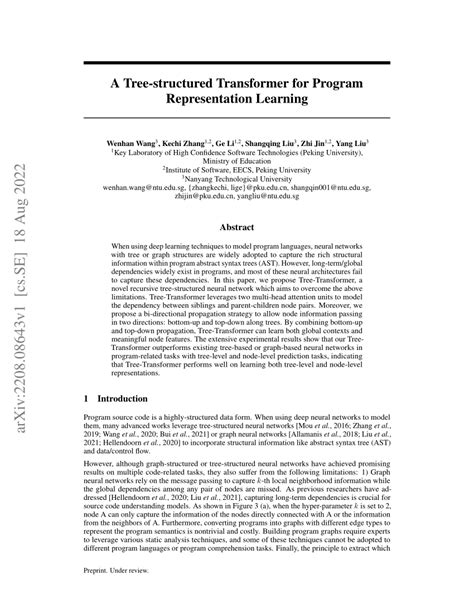 Pdf A Tree Structured Transformer For Program Representation Learning