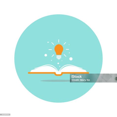 빛나는 전구가 날아다니는 책을 엽니다 분말 파란색 배경에 격리 된 플랫 아이콘 교과서에 대한 스톡 벡터 아트 및 기타 이미지 교과서 교육 그림책 Istock