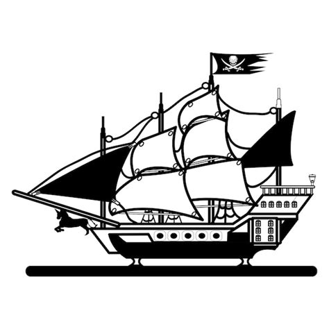 Premium Vector Pirate Ship Outline Illustrations
