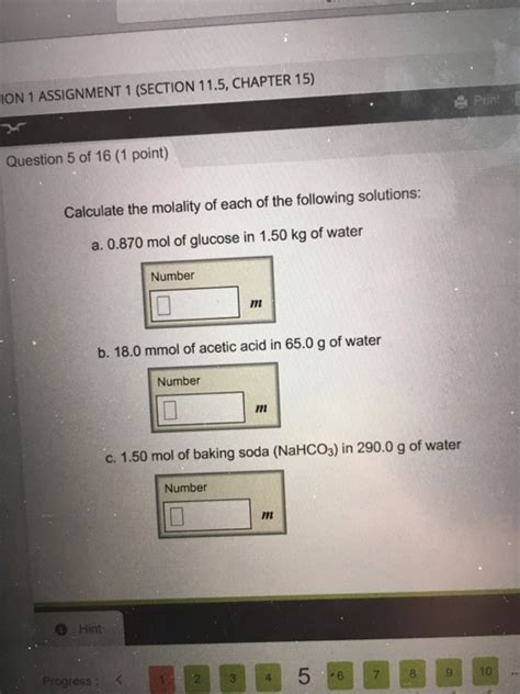 Solved Calculate The Molality Of Each Of The Following
