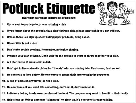 Whos Coming To Dinner Potluck Etiquette Etiquette Potluck How To