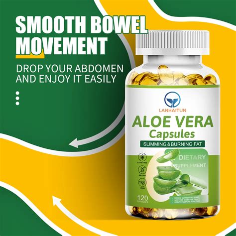 Lanhaitun 120pcs Aloe Vera Capsules Dietary Supplement Digestion Health