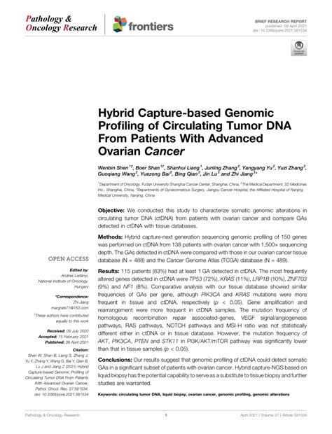Pdf Hybrid Capture Based Genomic Profiling Of Circulating Tumor Dna