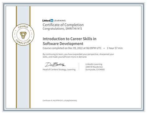 Smrithi M S En Linkedin Certificate Of Completion