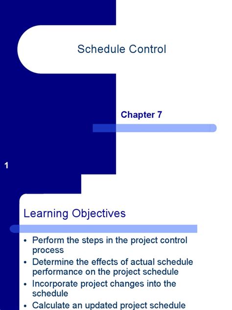 Chapter 7 Schedule Control Pdf Project Management Computing